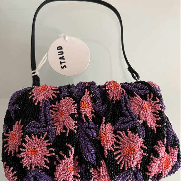 STAUD | Bags | Staud Beaded Bean Bag Quartz Acid Flora | Poshmark